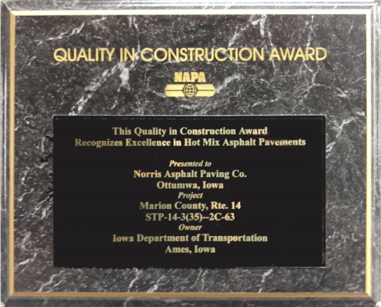 Awards - Norris Asphalt Paving, Co. & Douds Stone, LLC
